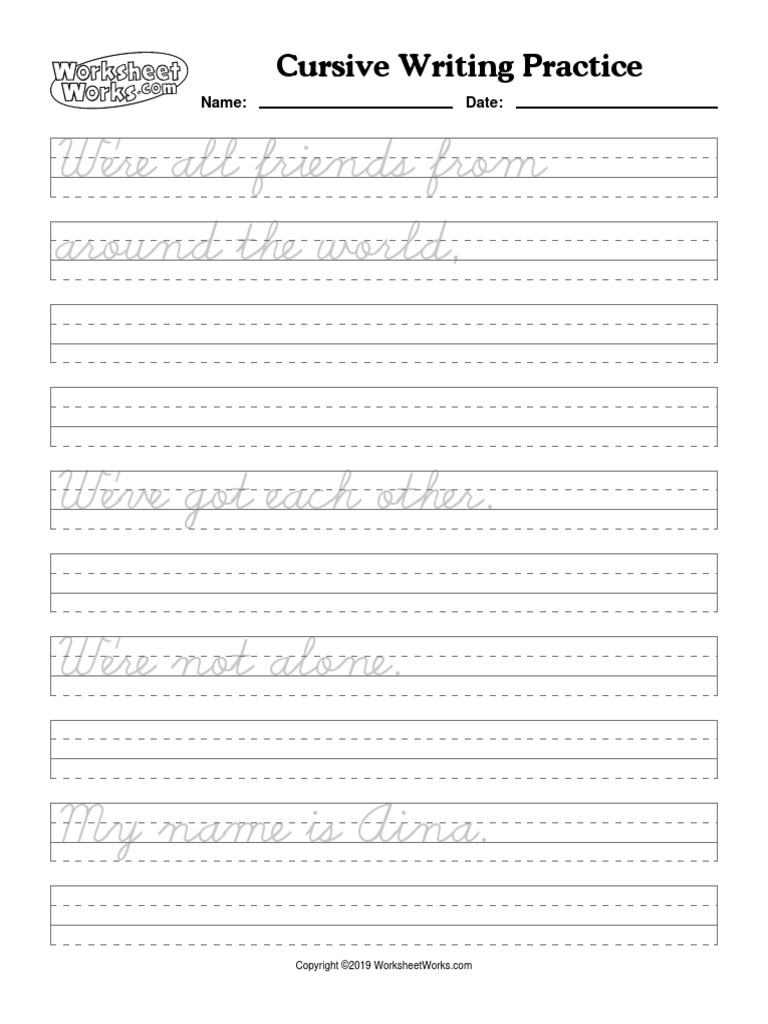 WorksheetWorks Cursive Writing Practice 4 | PDF