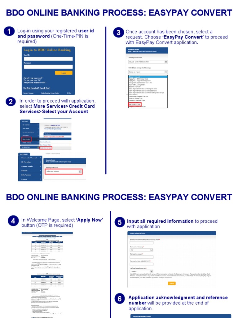 Bdo Online Banking Process: Easypay Convert | PDF
