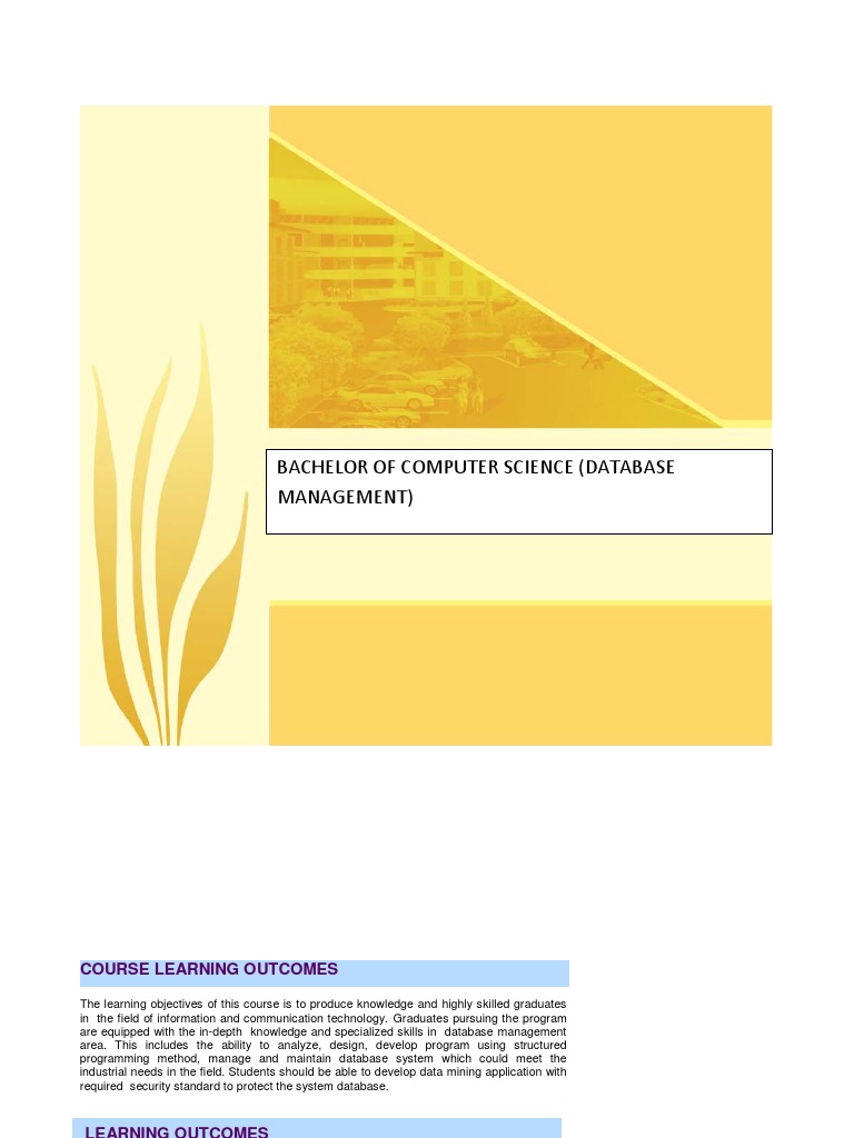 Bachelor of Computer Science: Database Management | PDF | Numerical ...