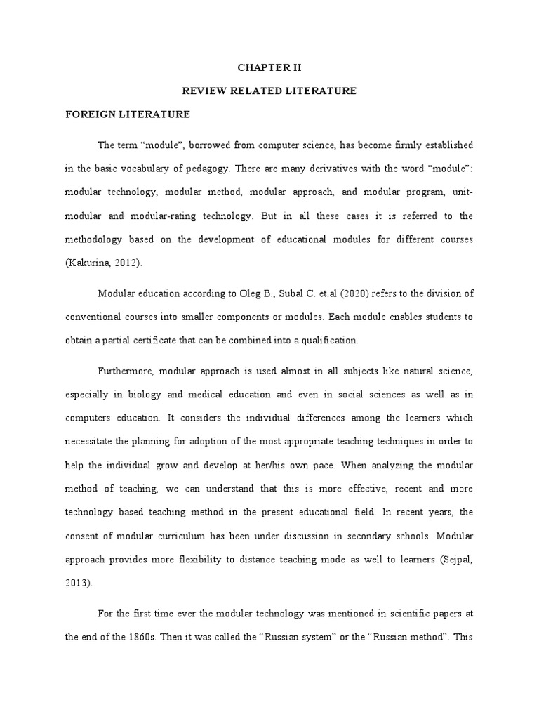 A Comprehensive Review of the Literature on Modular Education ...