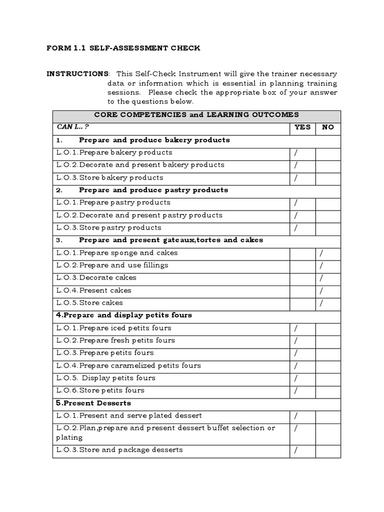 TESDA BPP Training Needs Assessment | PDF | Cooking, Food & Wine