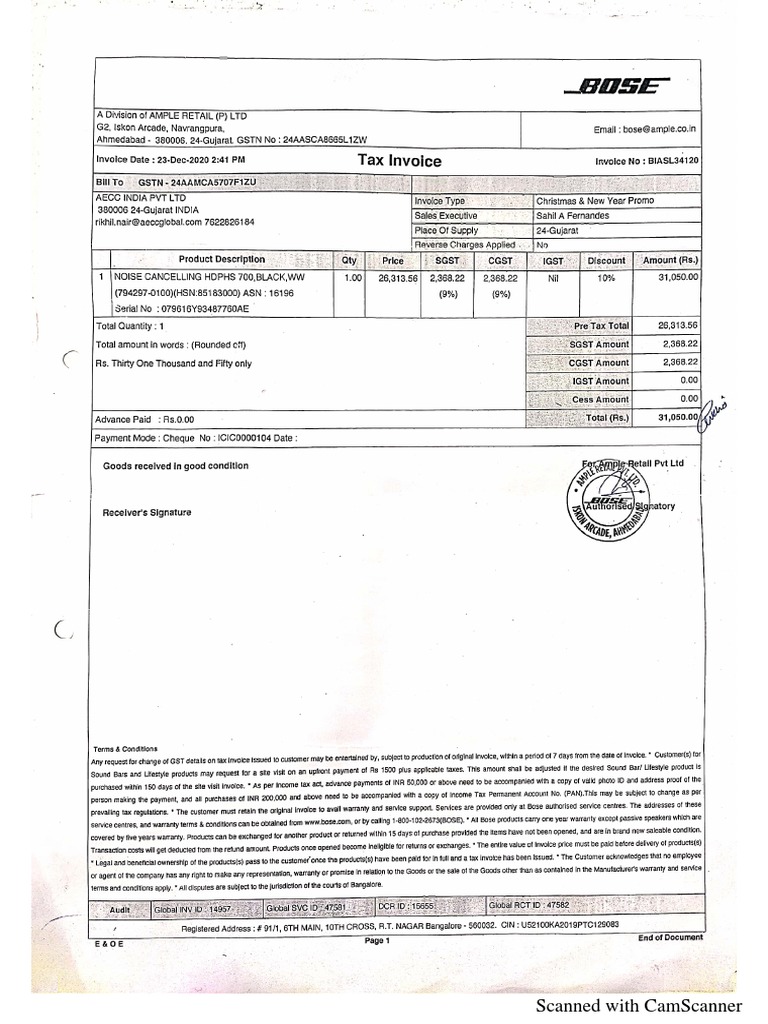 Bose Headphone Bill | PDF
