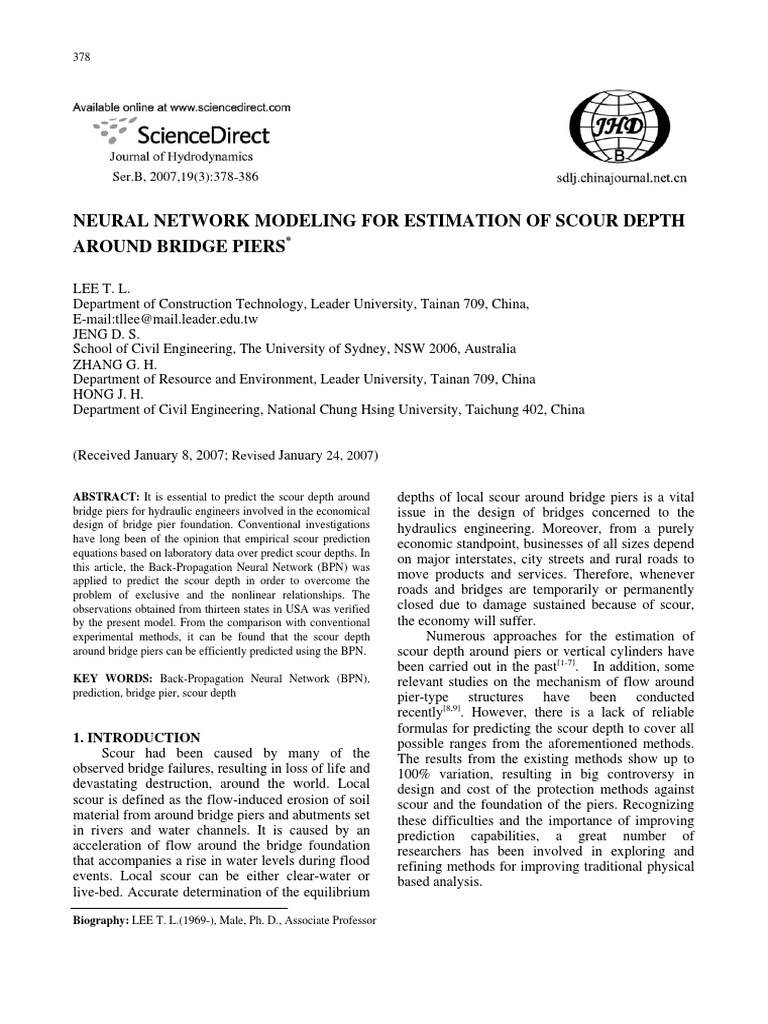 Neural Network Modeling For Estimation of Scour Depth | PDF | Artificial Neural Network ...