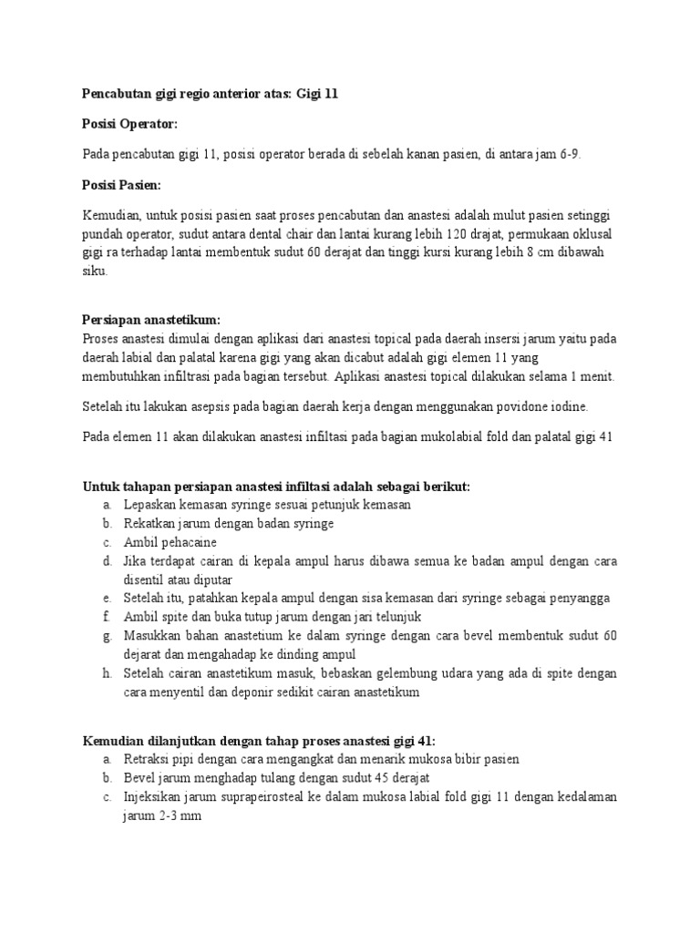 Pencabutan Gigi Regio Anterior Atas | PDF