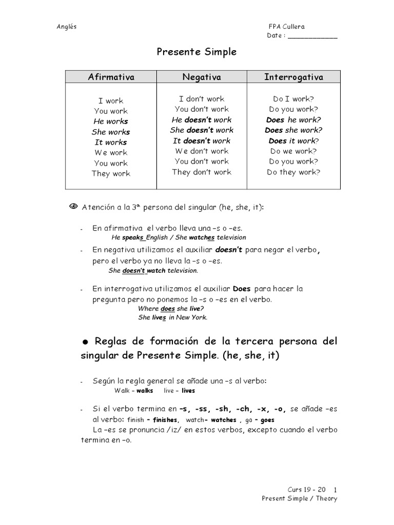 Present Simple Theory | PDF | Lingüística | Idiomas