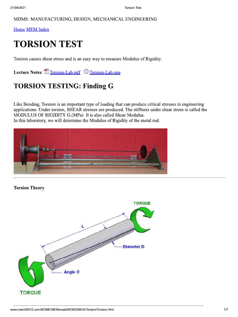 Torsion Test | PDF