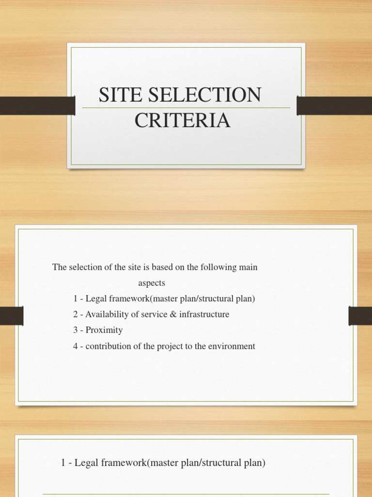 Site Selection Criteria | PDF