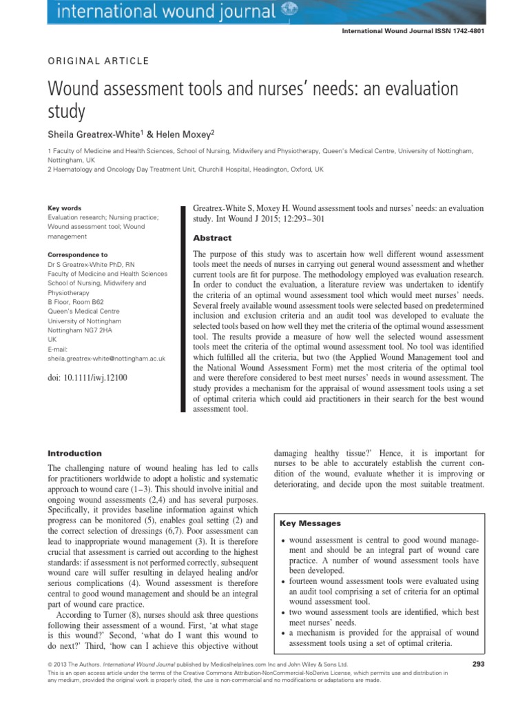 Wound Assessment Tools. Review | PDF | Wound | Nursing