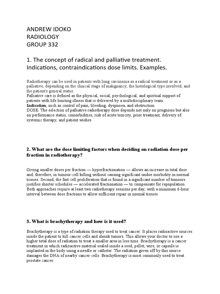 Andrew Idoko Radiology GROUP 332 1. The Concept of Radical and ...