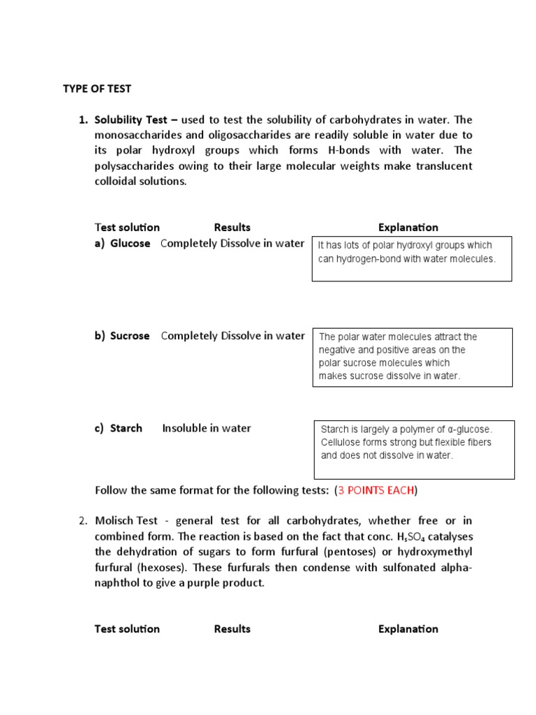 Qualitative Test For Carbohydrates | PDF | Carbohydrates | Organic ...
