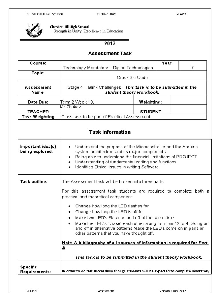Year 7 Assessments For Coding | PDF | Arduino | Debugging