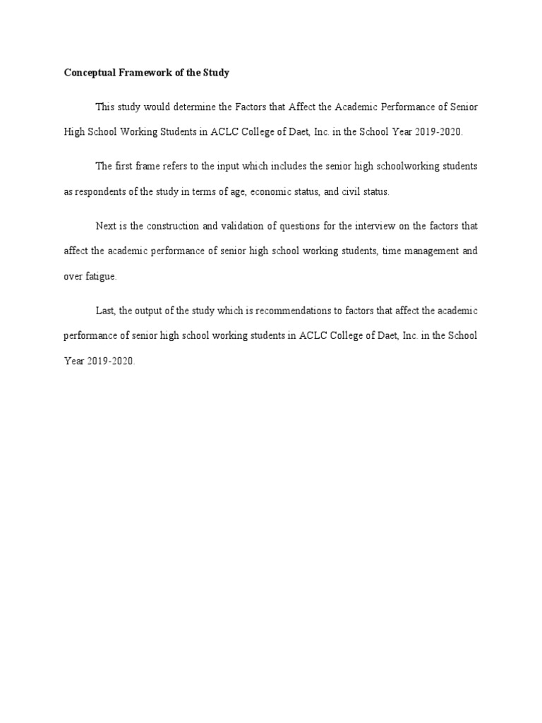 EXAMPLE of Conceptual Framework of The Study | PDF