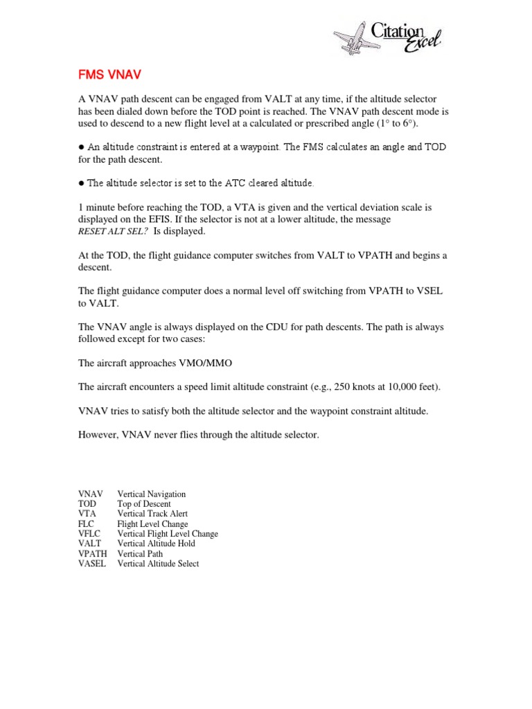 VNAV Path Descent Guide | PDF | Aviation | Aerospace Engineering