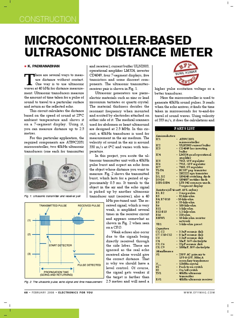 Ultrasonic Distance Meter Using Microcontroller 8051 Pdf - lasopavine