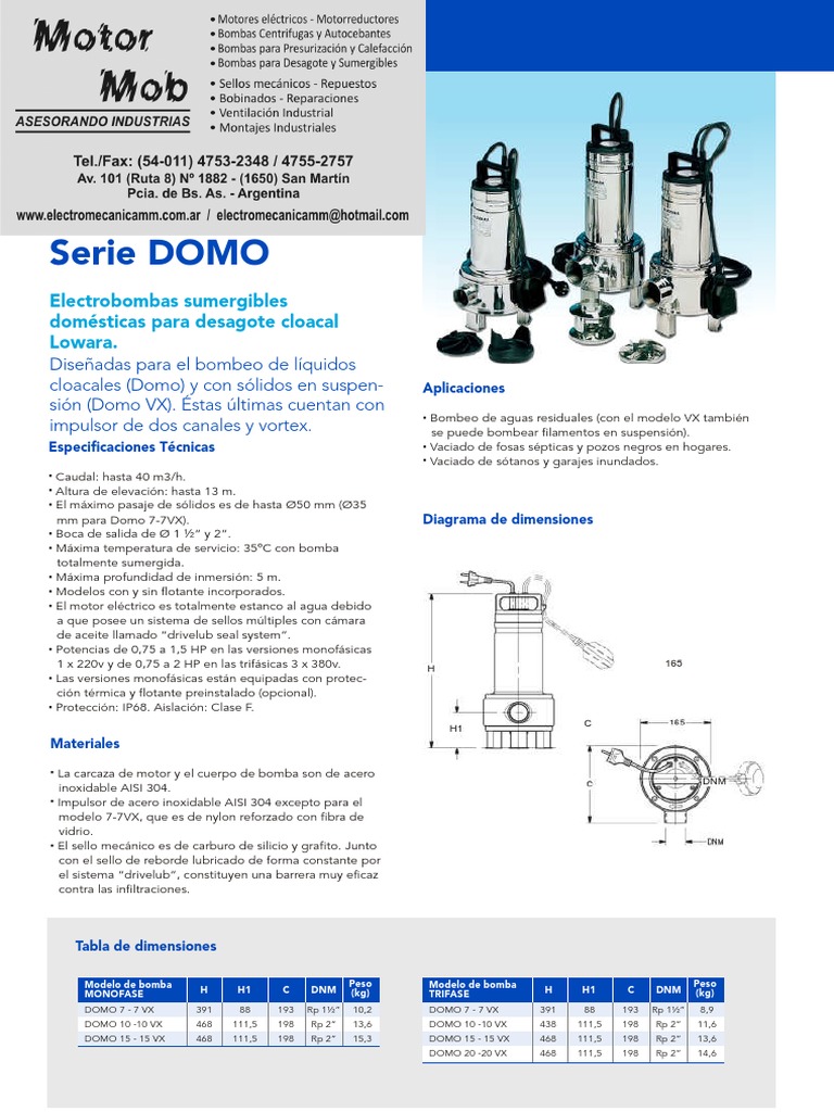 Lowara Domo 7 Monofasica Impulsor Bicanal | PDF | Science | Ciencia y ...