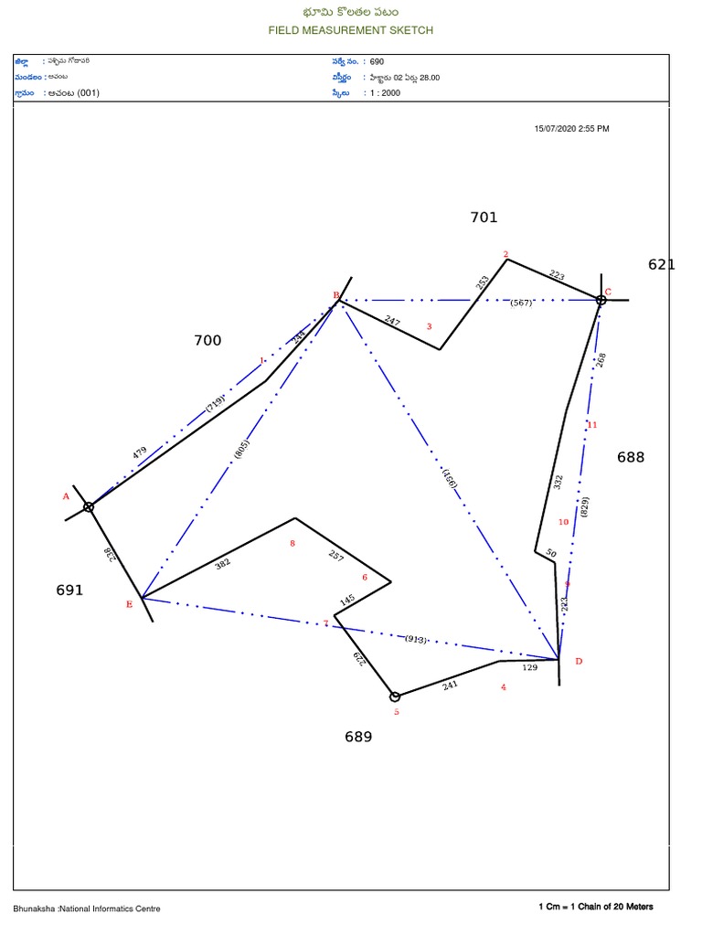 Field Measurement Sketch: 1 CM 1 Chain of 20 Meters | PDF
