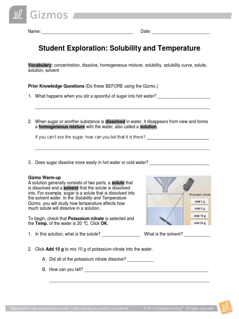 Solubility and Temperature Exploration | PDF | Solution | Solubility