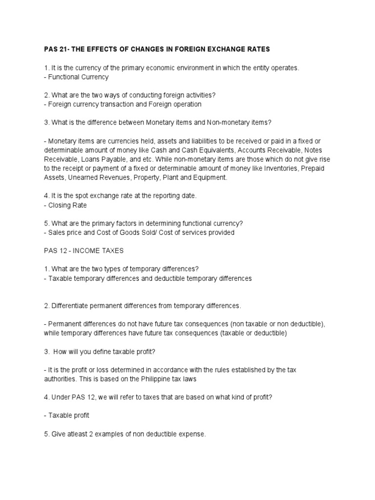 Pas 21-The Effects of Changes in Foreign Exchange Rates | PDF | Taxes ...