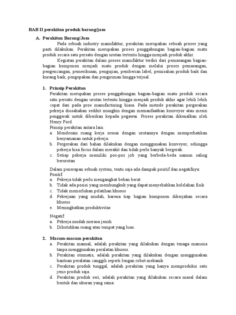 BAB II Perakitan Produk Barang | PDF