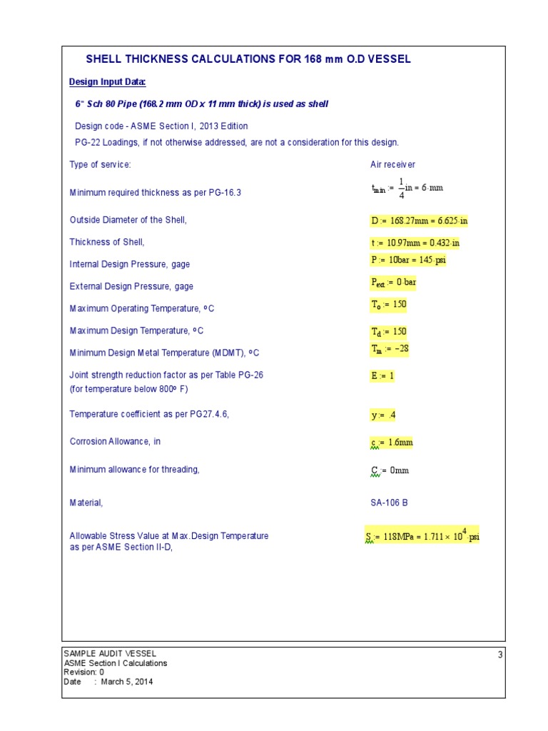SHELL THICKNESS CHECK-ASME Section VIII | PDF | Strength Of Materials ...