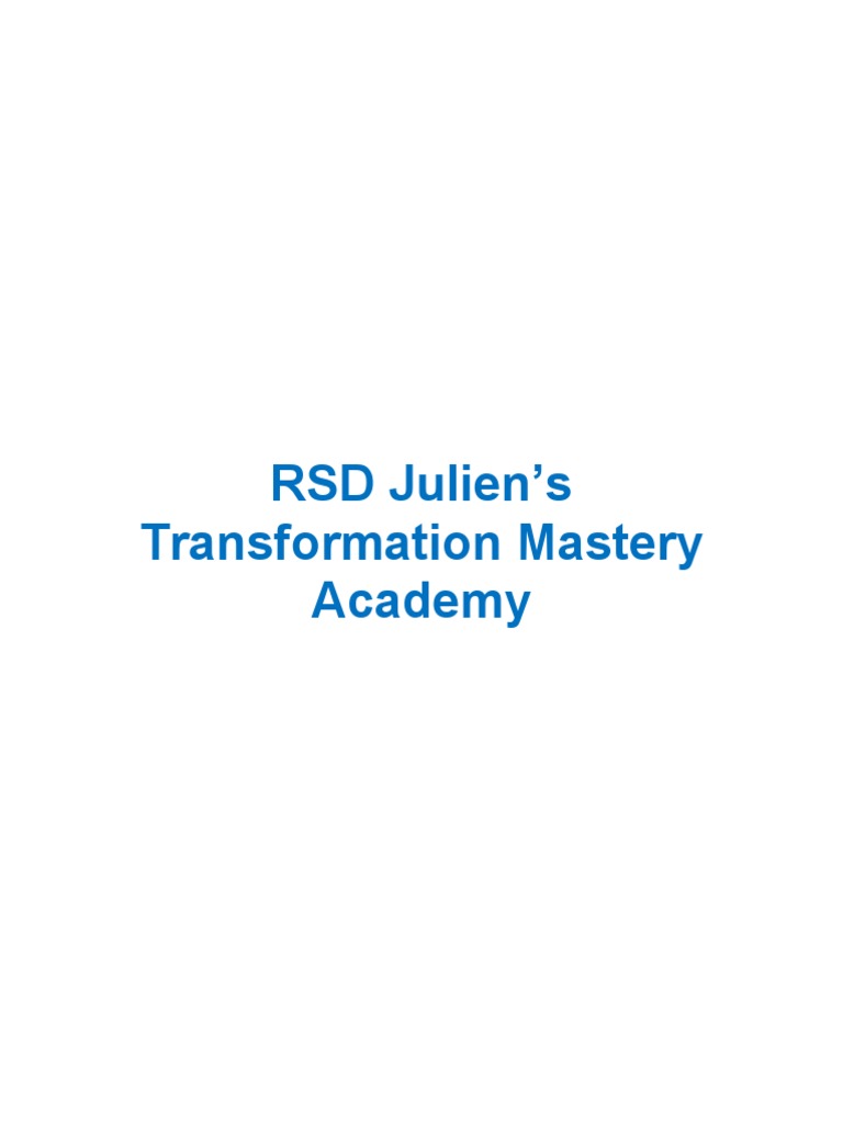 RSD Julien's Transformation Mastery Academy | PDF
