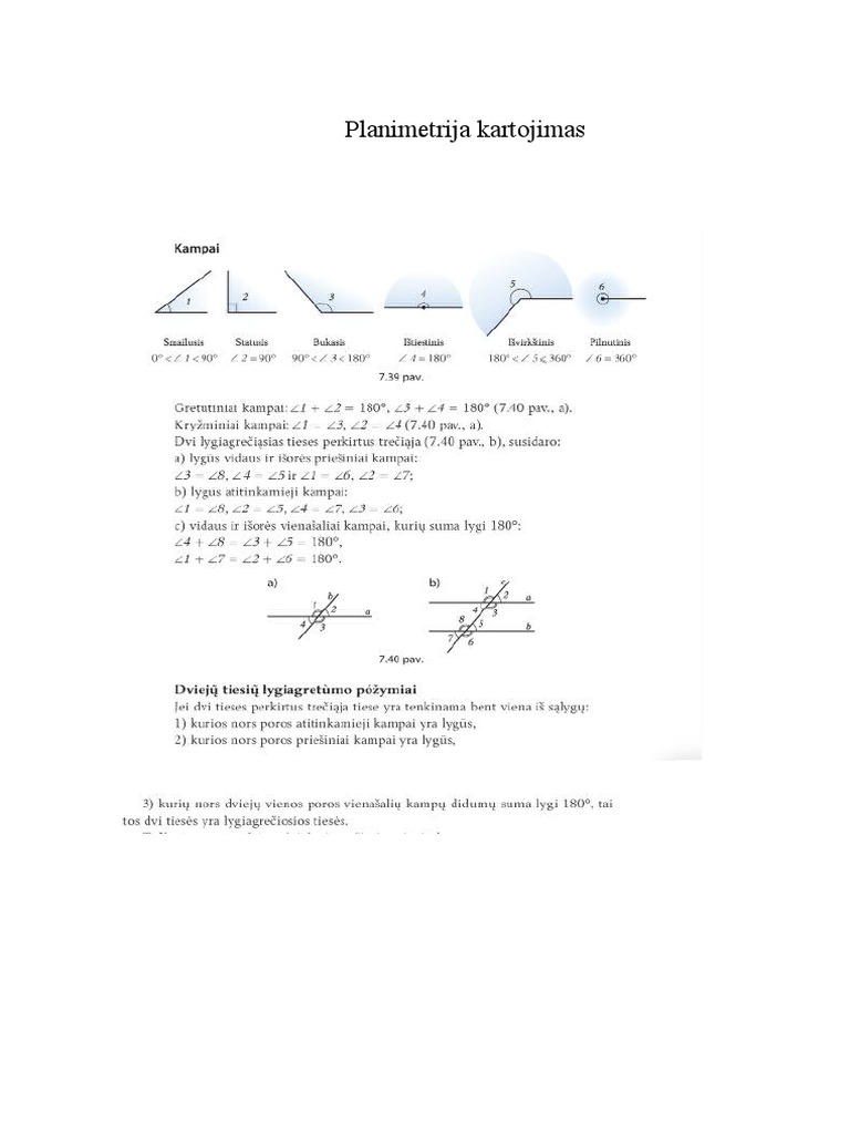 Planimetrija Kartojimas. Kampai, Trikampiai | PDF