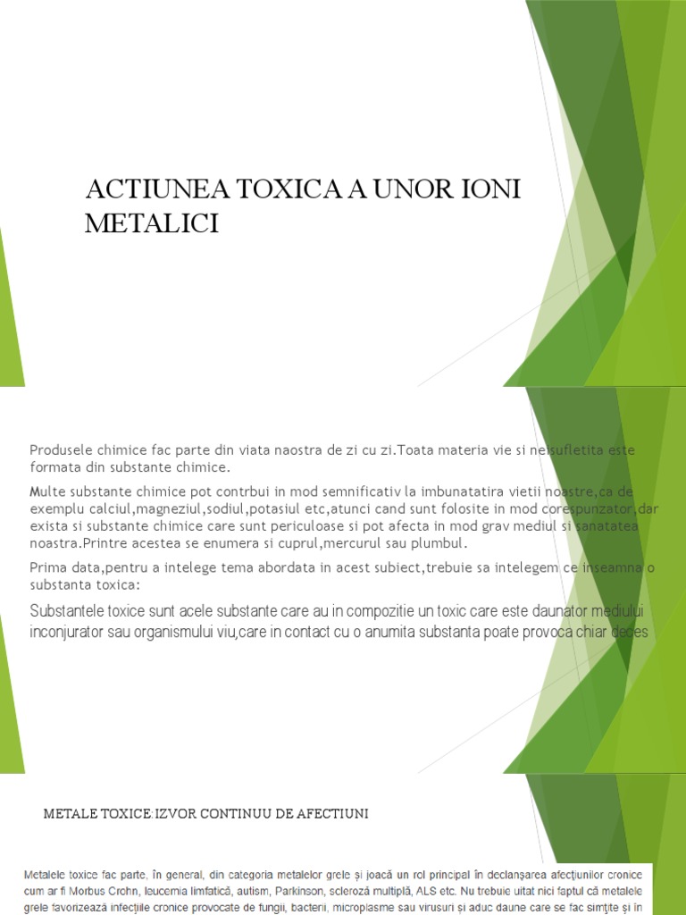 Actiunea Toxica A Unor Ioni Metalici | PDF