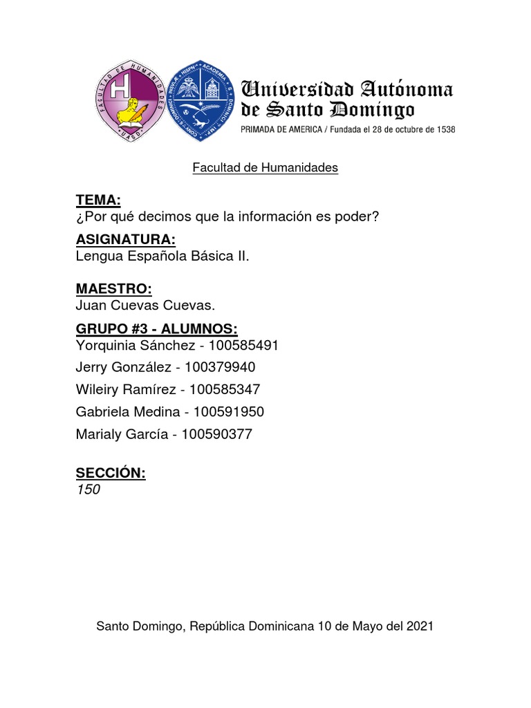 Grupo #3 - Por Qué Decimos Que La Información Es Poder | PDF ...