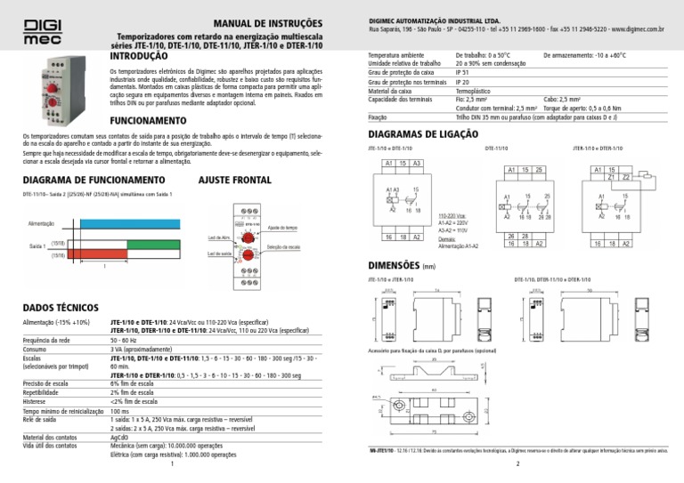 Digimec - Manual Temporizador DTE-1 | PDF