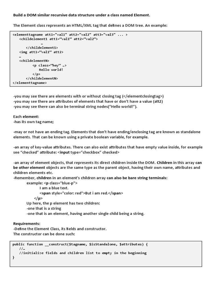 Php Dom Element Problem Pdf Class Computer Programming Constructor Object Oriented