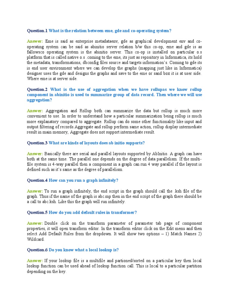 Interview Questions Abinitio | PDF | Database Index | Function ... Interview Questions Abinitio | PDF | Database Index | Function ...