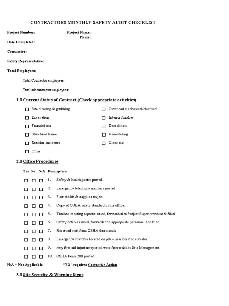 Safety Audit CheckList | PDF | Scaffolding | Crane (Machine)