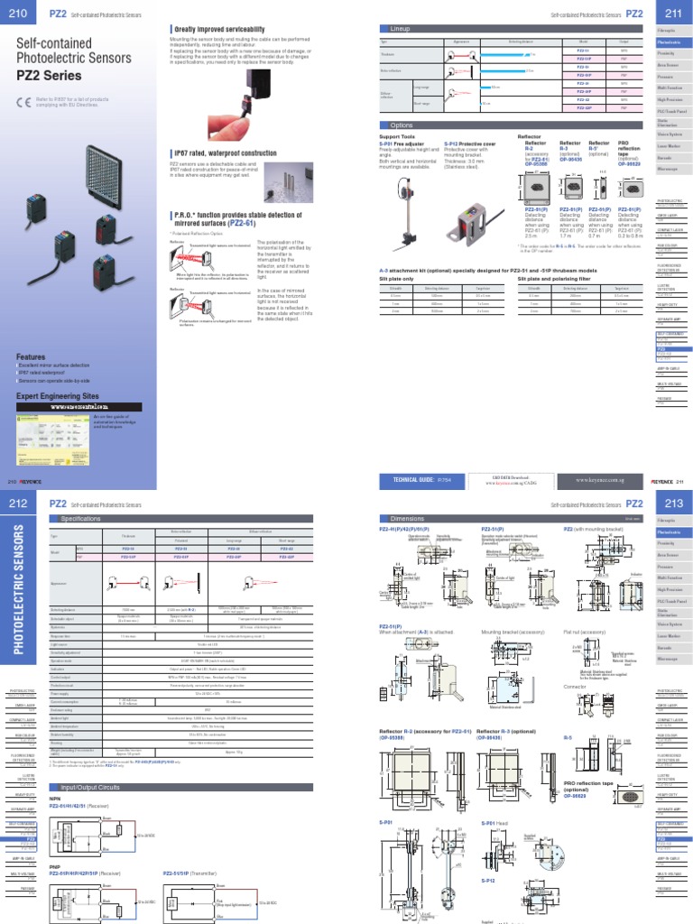 Self-Contained Photoelectric Sensors: PZ2 Series | PDF | Mirror ...