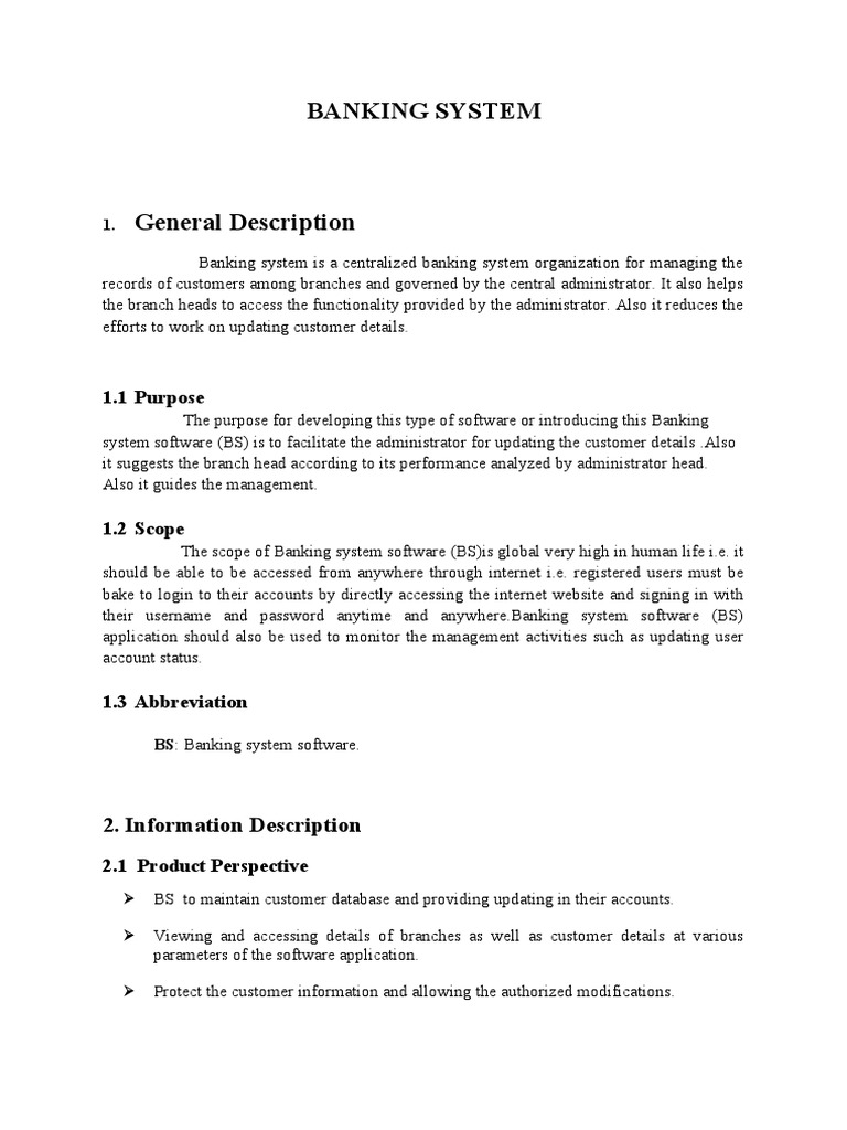 Banking System Software Overview | PDF | Server (Computing) | Databases