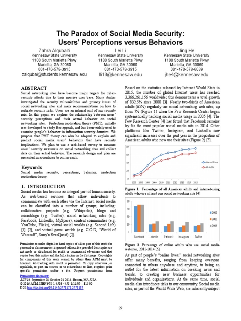 The Paradox of Social Media Security Users Perceptions Versus Behaviors ...