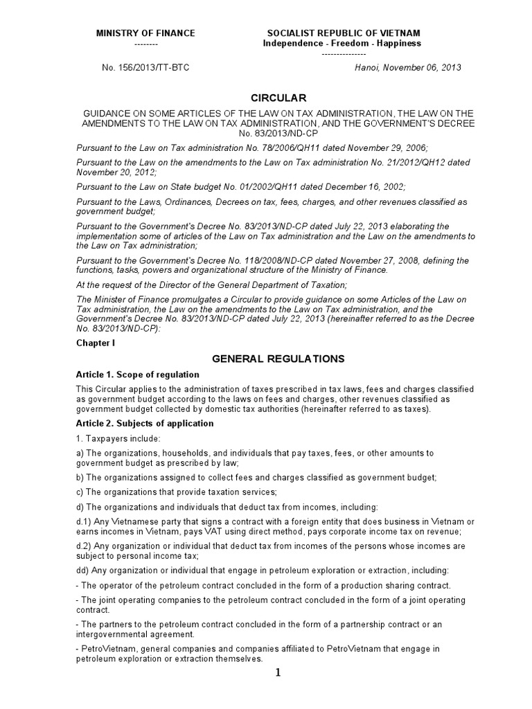 156 2013 TT-BTC | PDF | Tax Refund | Value Added Tax