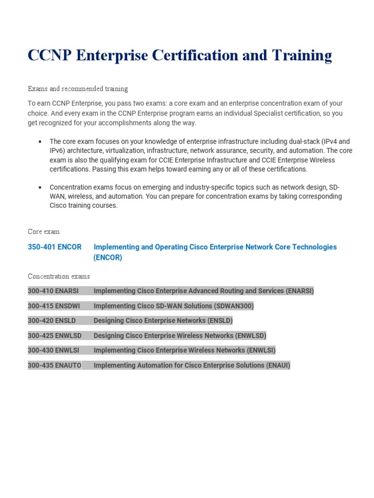 CCNP Enterprise Certification and Training | PDF | Cisco Systems | I Pv6