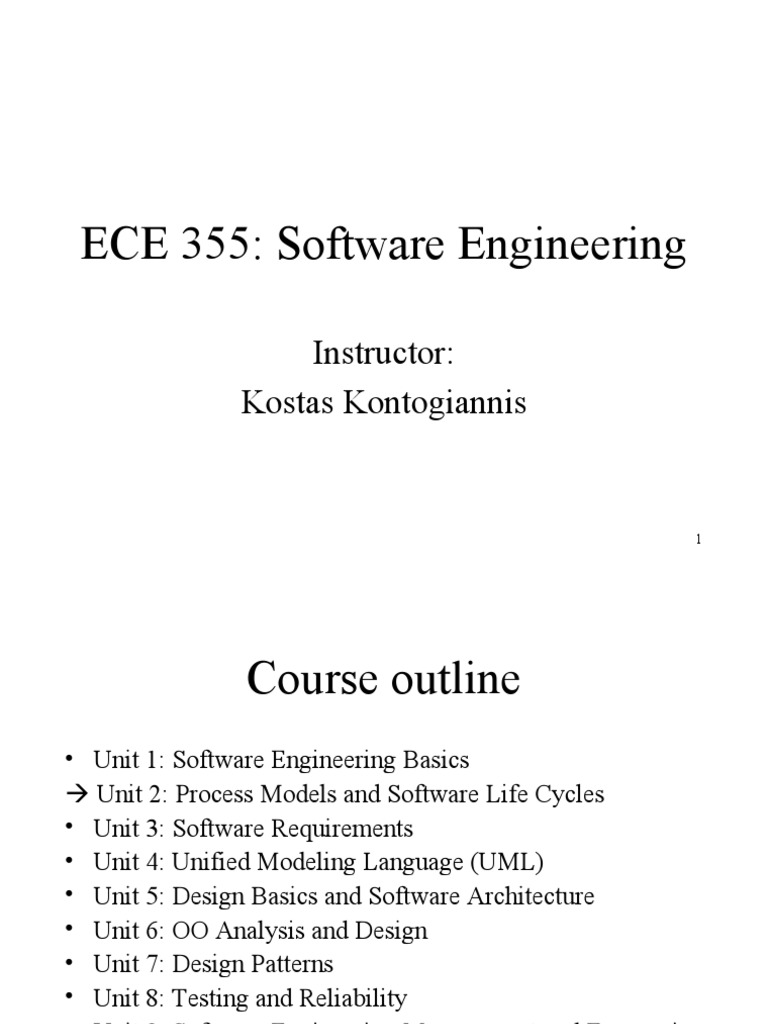 ECE 355: Software Engineering: Instructor: Kostas Kontogiannis | PDF