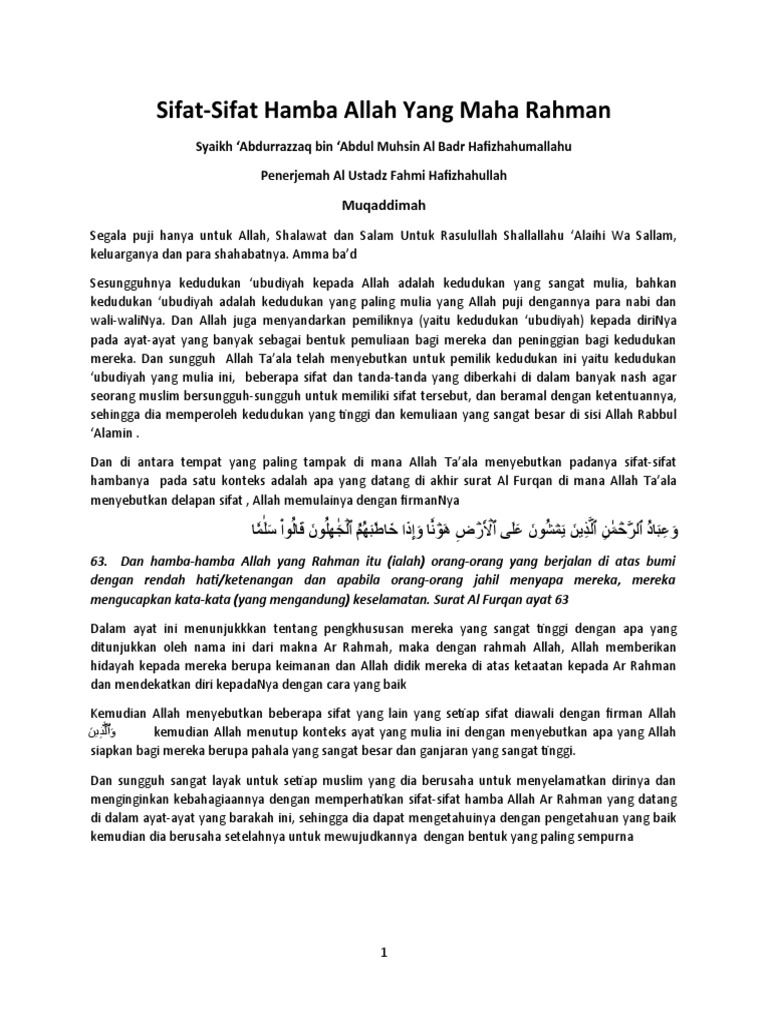 Sifat Ibadurrahman | PDF | Agama & Spiritualitas