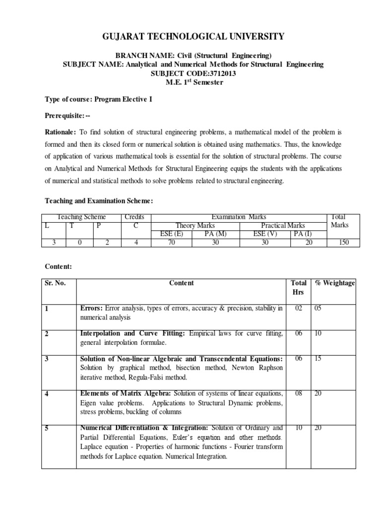 Analytical & Numerical Methods in Structural Engineering | PDF ...