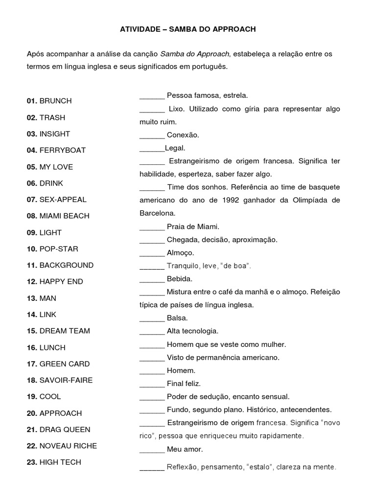 Exercício - Samba Do Approach | PDF