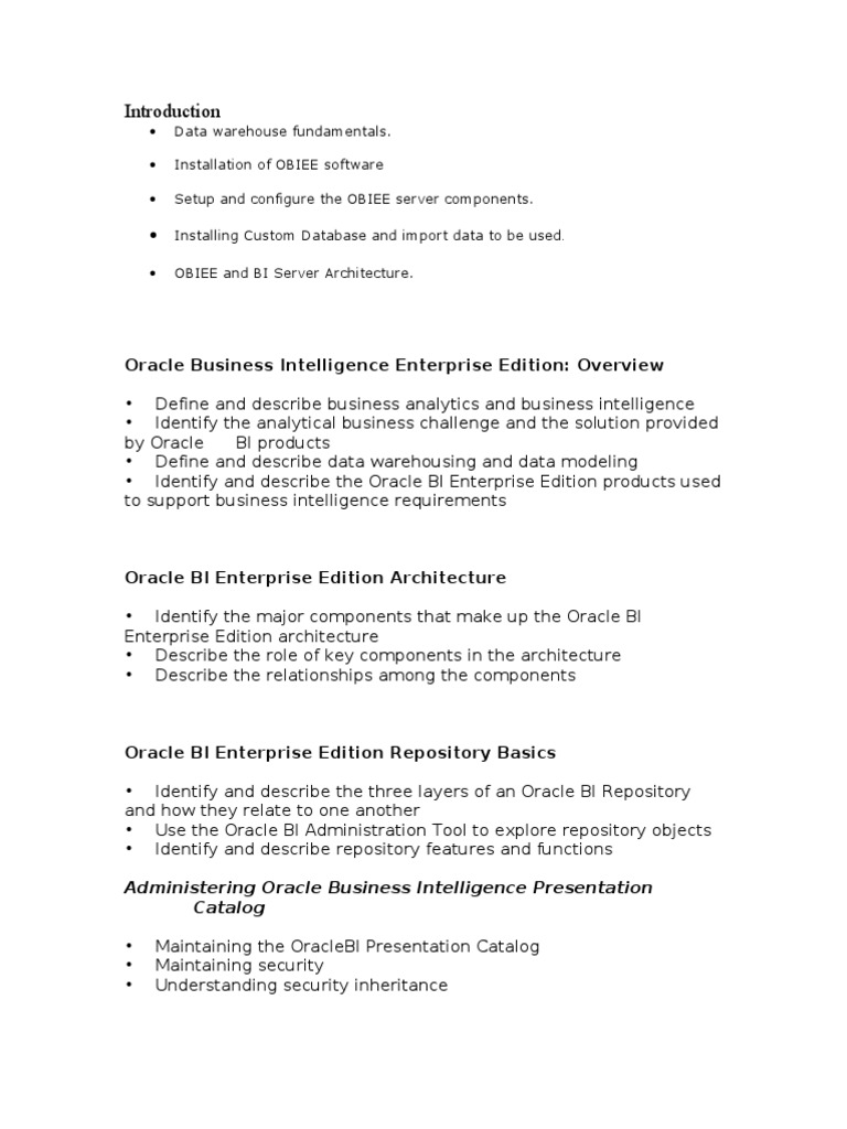 Oracle Business Intelligence Enterprise Edition: Overview | PDF ...