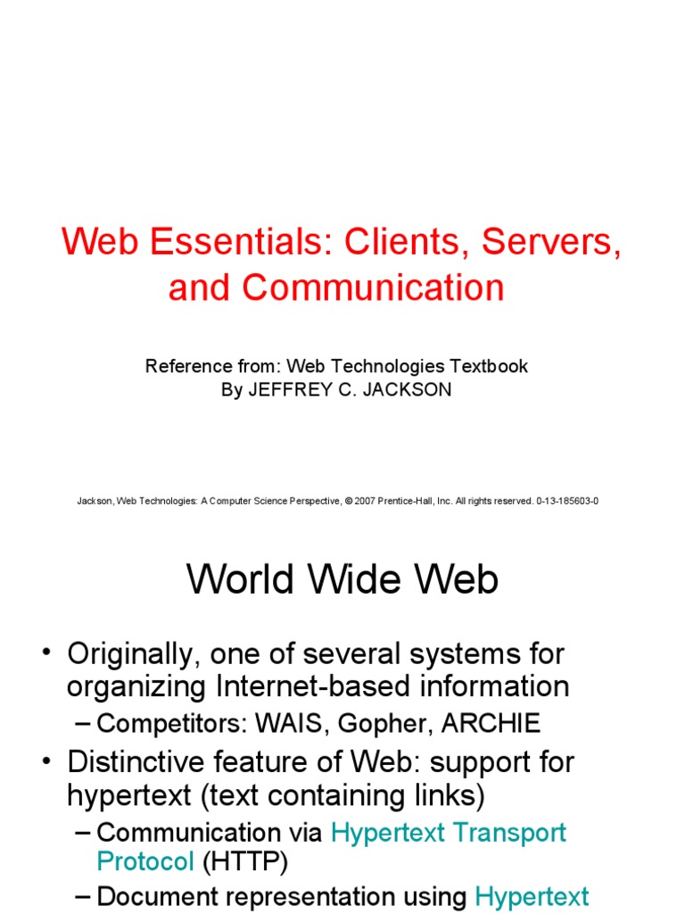 Web Essentials: Clients, Servers, and Communication: Reference From ...