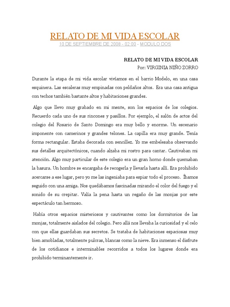 Relato de Mi Vida Escolar | PDF | Amor | Pinturas
