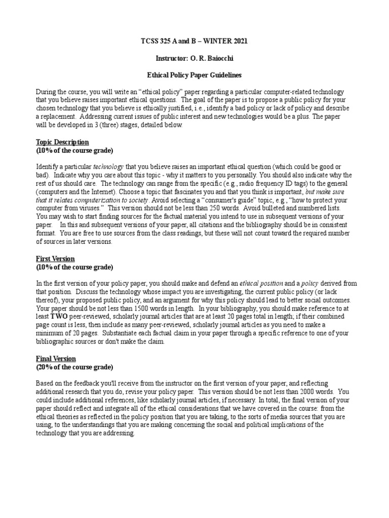 Policy Paper Guidelines Winter 2021 | PDF | Bibliography | Peer Review