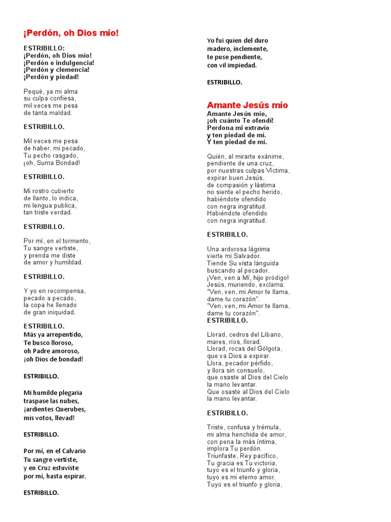 Letra De Perdón Oh Dios Mío Pdf Perdón ética Religiosa