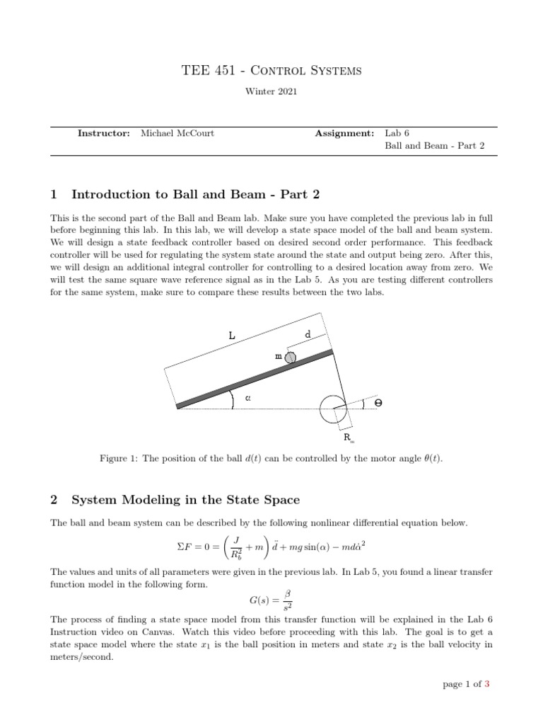 Lab 6 | PDF | Control Theory | Systems Theory