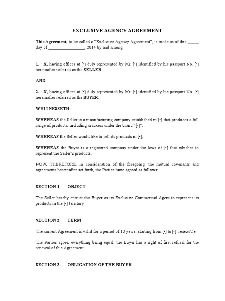 Exclusivity Contract | PDF | Sales | Common Law