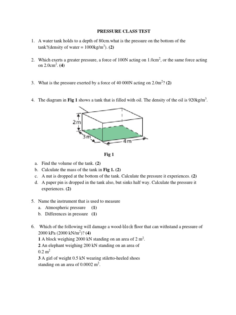 Pressure Class Test | PDF