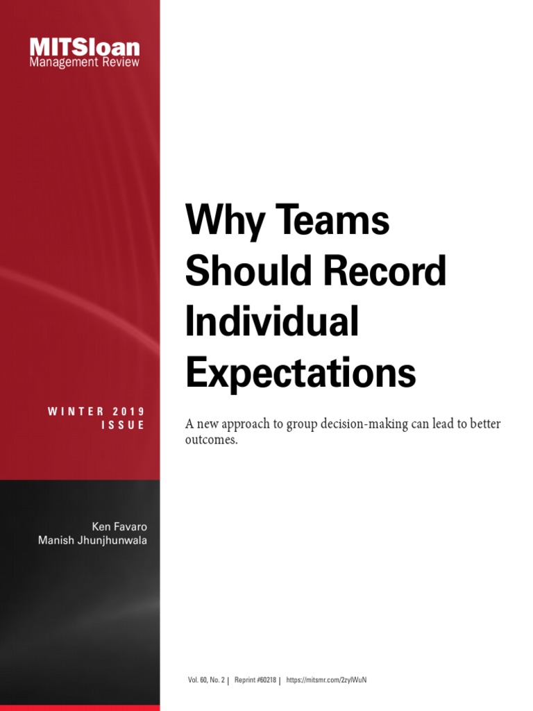 Why Teams Should Record Individual Expectations | PDF | Risk | Decision ...